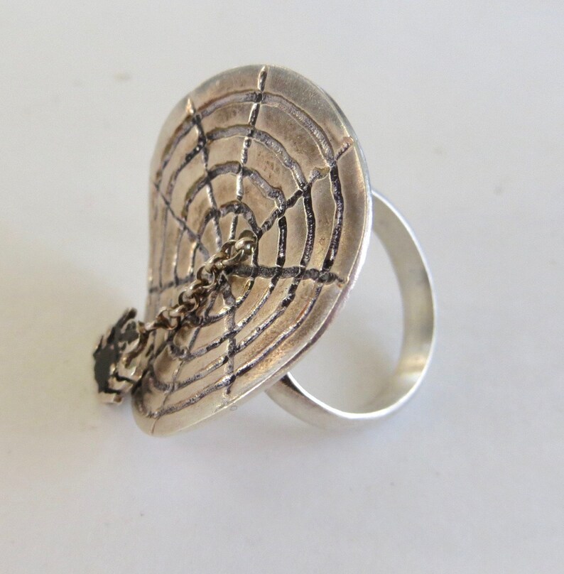 Sterling Spider Ring Spider on Spider Web Size 7 Ring | Etsy