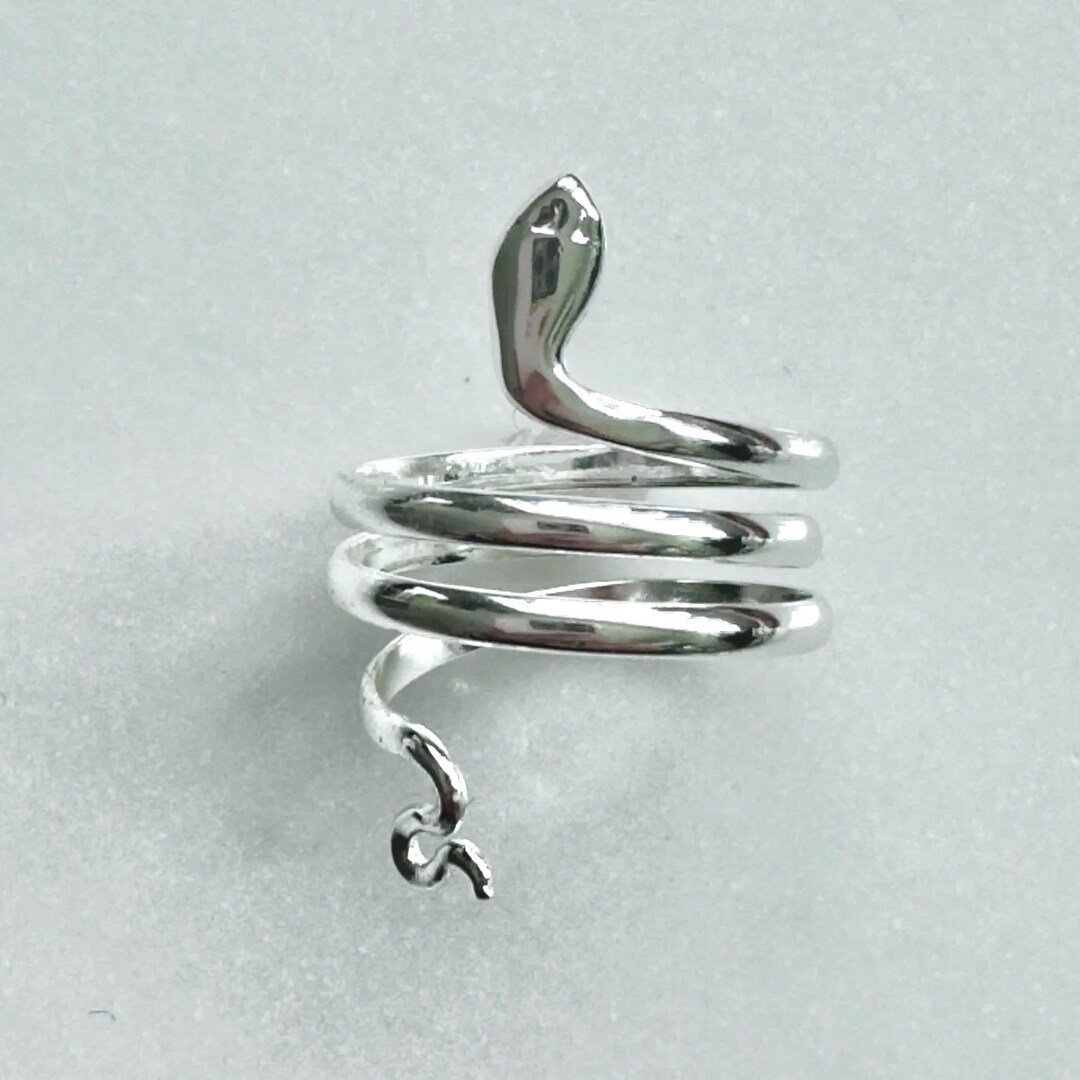 Sterling Silver Snake Ring, Egyptian Revival Cobra Ring, Coiling ...