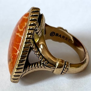 Barse Apple Coral Ring, Beaded Split Shank Sides, Vintage Barse Jewelry ...