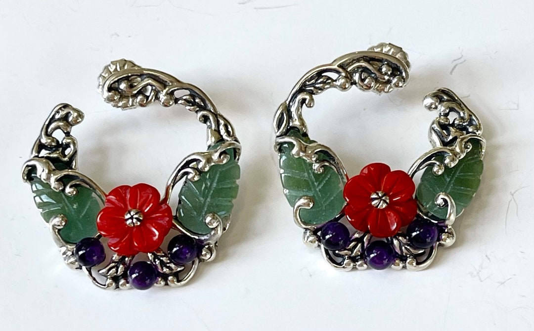 Carolyn Pollack Vineyard Sterling Earrings, Relios Collection, Pierced ...