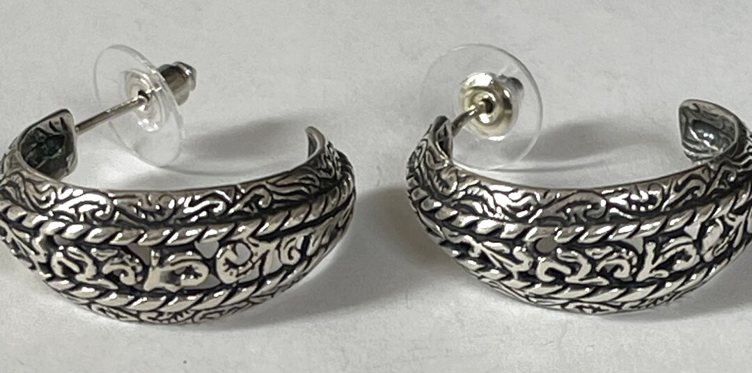 Carolyn Pollack Sterling Hoop Earrings, Relios Collection, Openwork ...