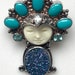 Sajen Moon Face Pendant Brooch, Blue Topaz Stone, Blue Druzy, Turquoise ...