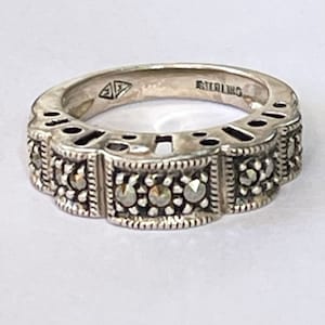 Judith Jack Sterling Ring, Vintage Sterling Marcasite Domed Ring ...
