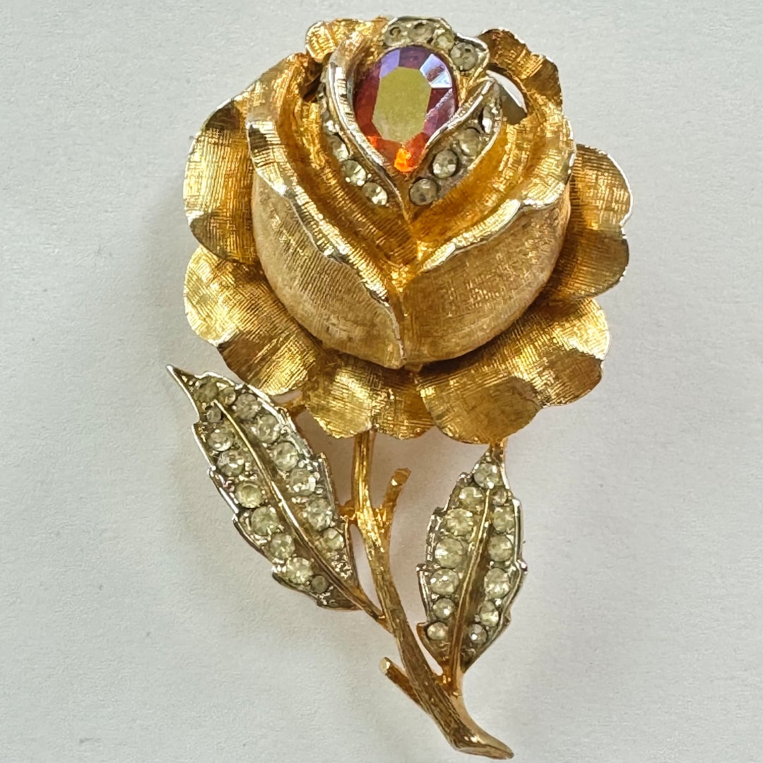 Vintage Coro Pegasus Rose Watch Brooch, Swiss Watch Needs Repair ...