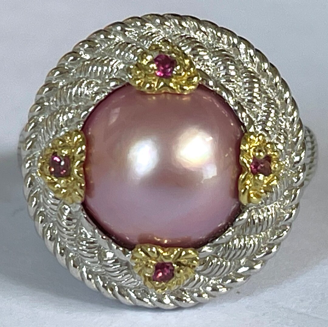 Judith Ripka Pearl Tourmaline Ring, Sterling Silver, Pink Pearl, Pink ...