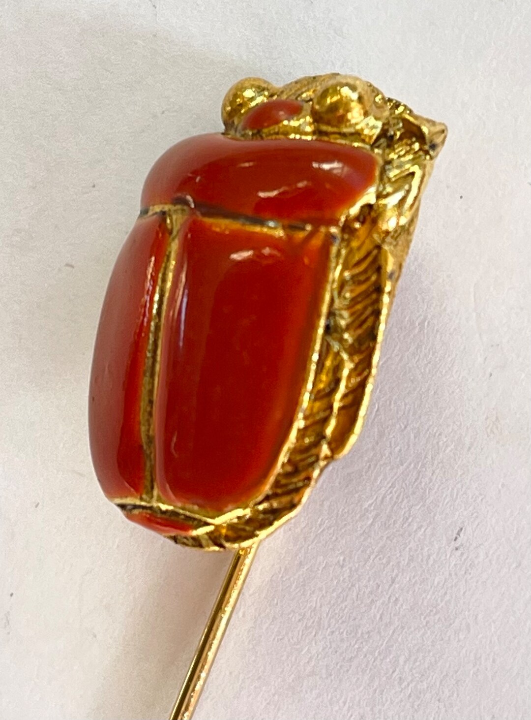 Egyptian Revival Scarab Stick Pin, Enamel Scarab Pin, Vintage Beetle ...