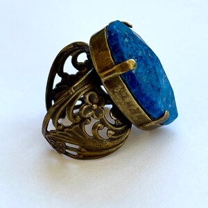 Sorrelli Blue Lapis Ring, Bold Openwork Shank, Adjustable Ring, Vintage ...