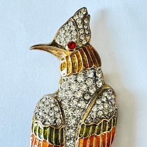 Red Cardinal Brooch, Large Enamel and Rhinestone Cardinal Pin, Bird ...