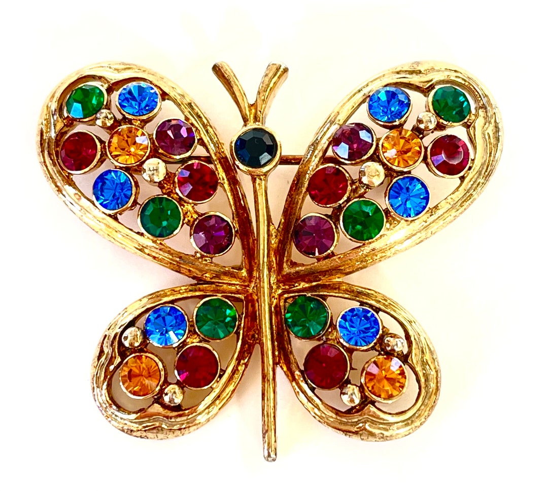 Eisenberg Ice Butterfly Brooch, Rhinestone Butterfly Pin,vintage ...