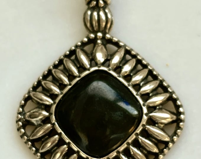 Carolyn Pollack Sterling Onyx Enhancer Pendant, Relios Collection ...