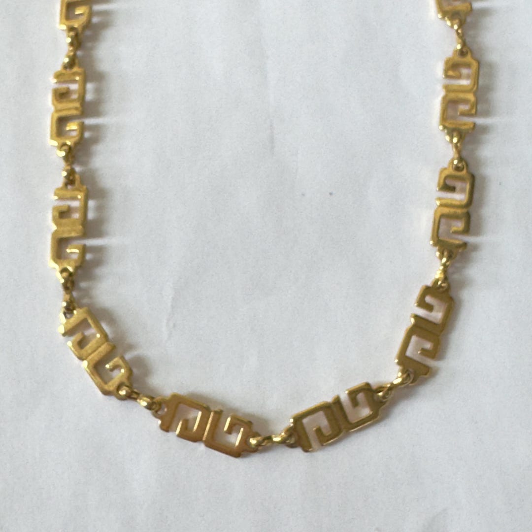 Givenchy Logo Chain Necklace, Gold Plated 24 Inch Necklace, Layering ...