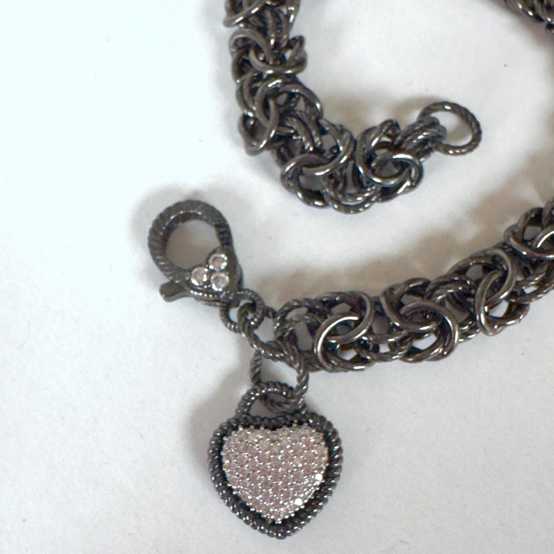 Judith Ripka Sterling CZ Verona Bracelet, Oxidized Sterling Byzantine ...