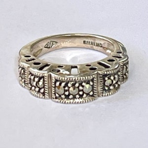 Judith Jack Sterling Ring, Vintage Sterling Marcasite Domed Ring ...