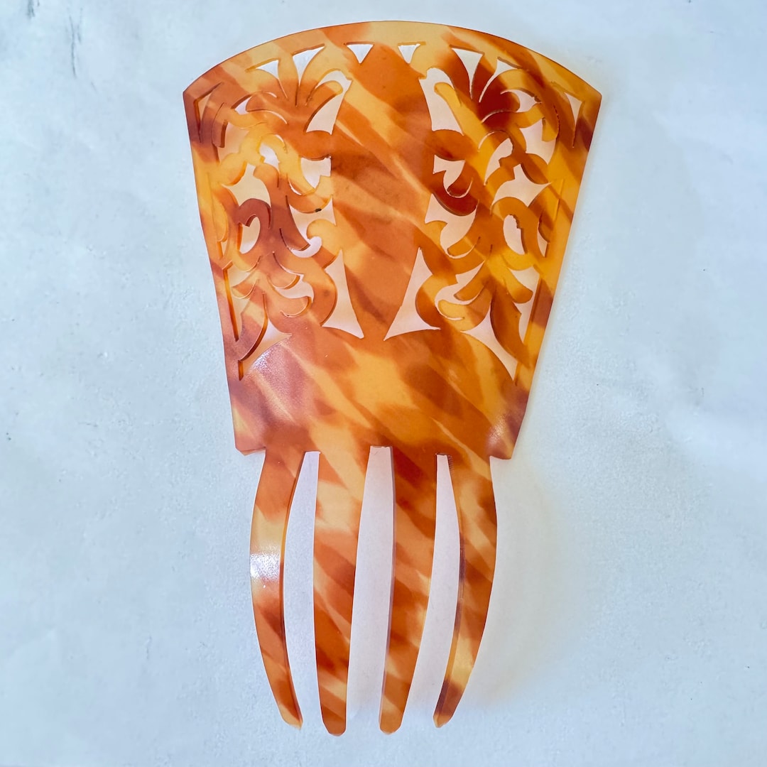 Art Deco Tortoise Hair Comb, Oversize Mantilla Comb. French Twist Comb ...