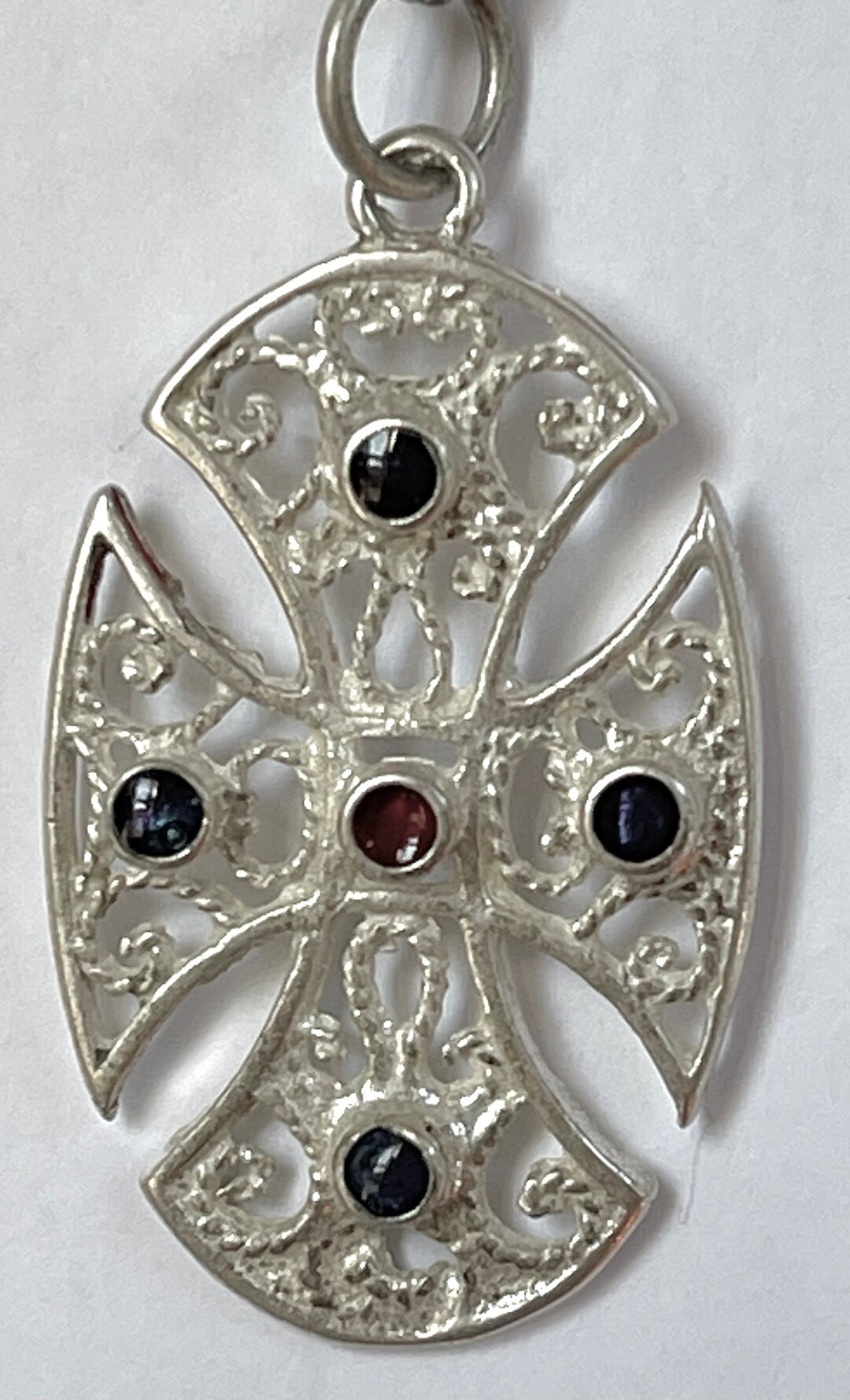 Sterling Maltese Cross Pendant Necklace, Sterling Filigree Enamel Cross ...