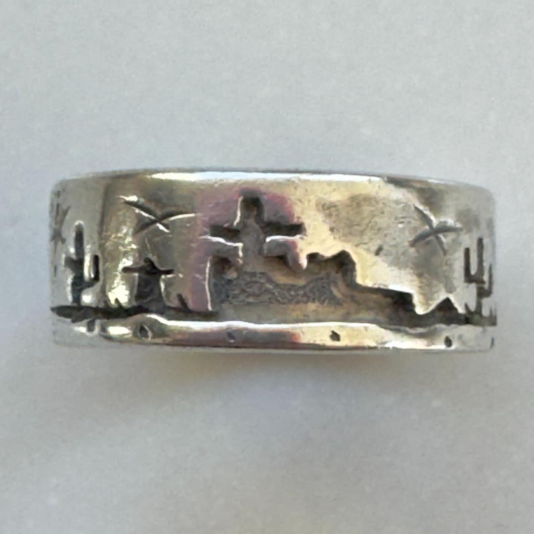 Navajo Sterling Storyteller Ring, Signed J Begay Story Ring, Southwest ...
