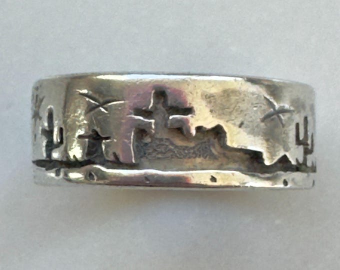 Navajo Sterling Storyteller Ring, Signed J Begay Story Ring, Southwest ...