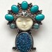 Sajen Moon Face Pendant Brooch, Blue Topaz Stone, Blue Druzy, Turquoise ...