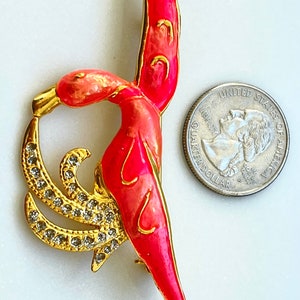 Vintage Pink Flamingo Brooch, Rhinestone Enamel Flamingo, Retro Style ...