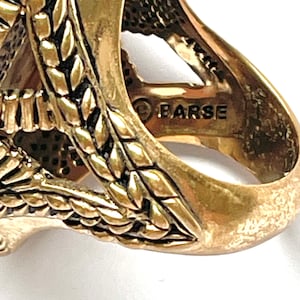 Barse Bronze Jasper Ring, Ornate Open Sides, Big Bold Ring, Vintage ...