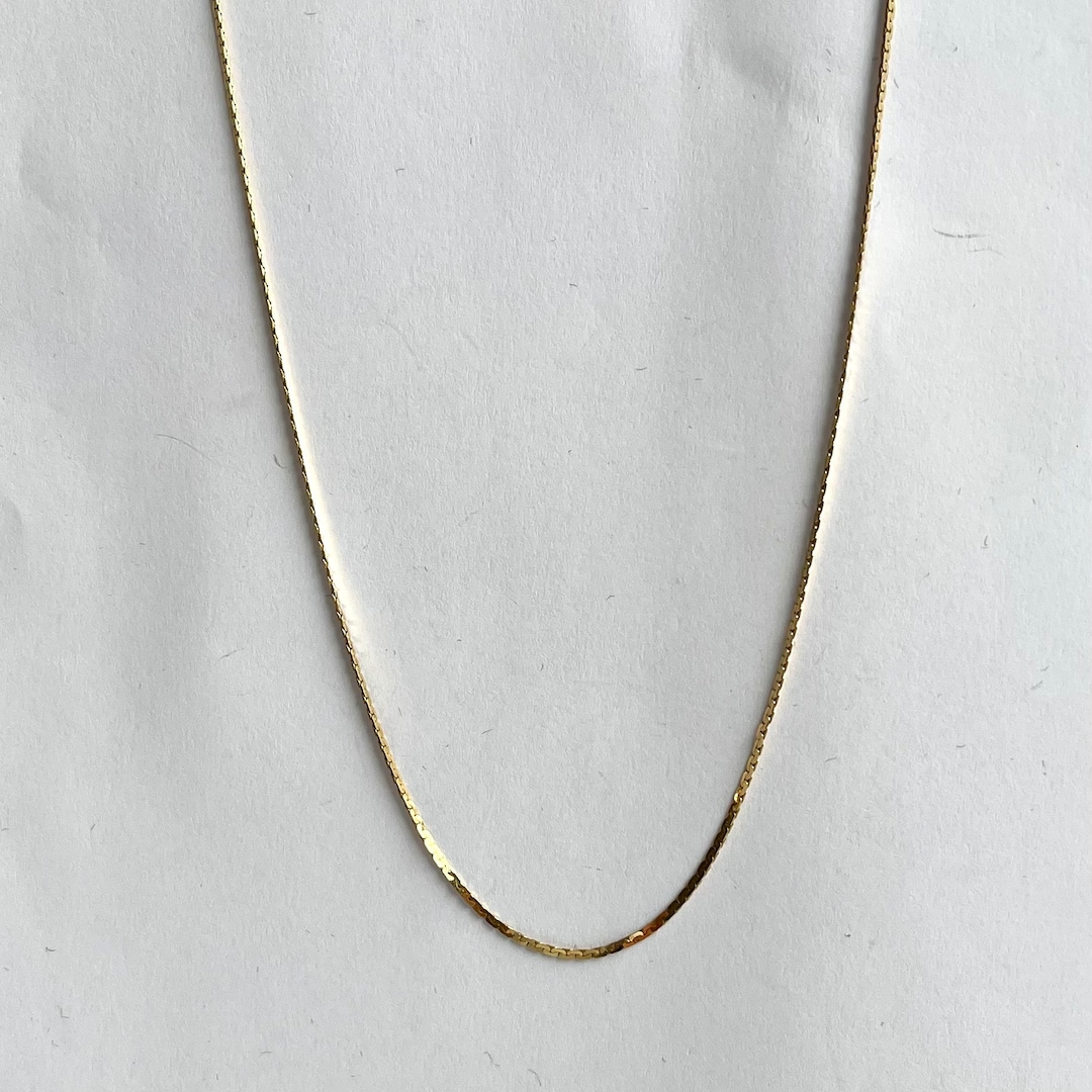 14K Gold Chain Necklace, 14K Serpentine Chain, 24 Inch Gold Necklace ...