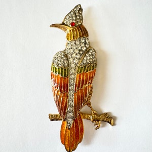 Red Cardinal Brooch, Large Enamel and Rhinestone Cardinal Pin, Bird ...