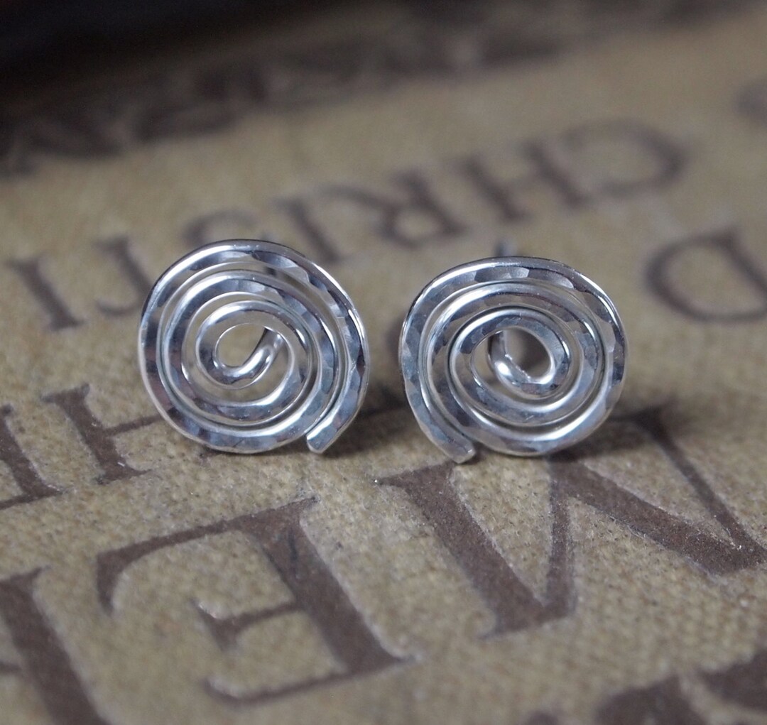 Silver Stud Earrings, Studs, Silver Studs, Spiral Silver Earrings ...