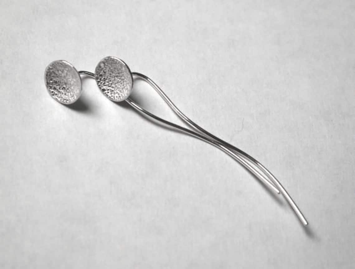 Sterling Silver Stud Earrings With Extended Ear Wire Unique - Etsy
