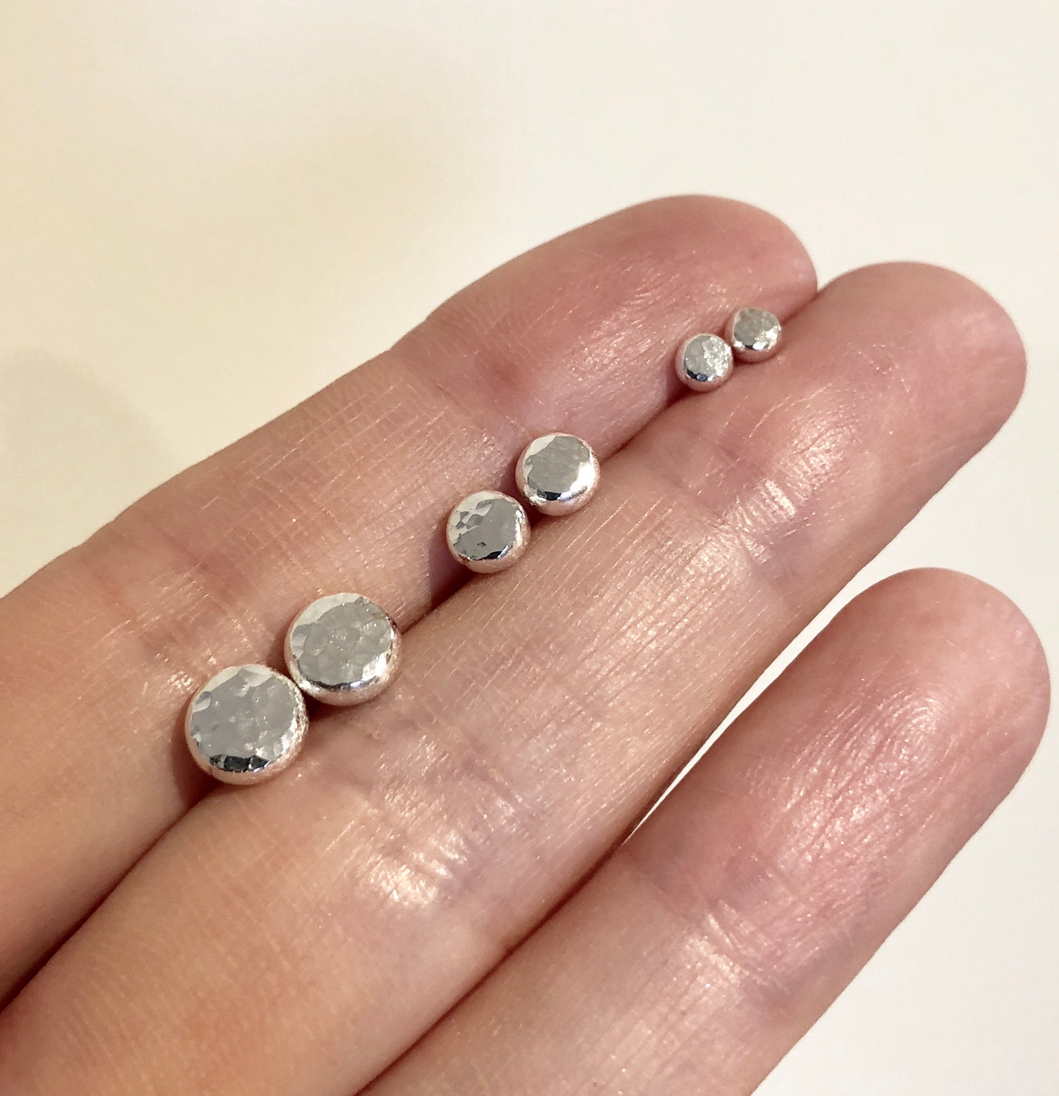 Silver Studs ARC Stud Earrings Hammered Silver Stud - Etsy UK