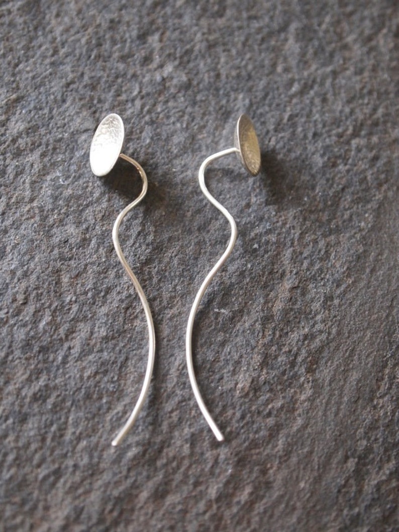 Sterling Silver Stud Earrings With Extended Ear Wire Unique | Etsy