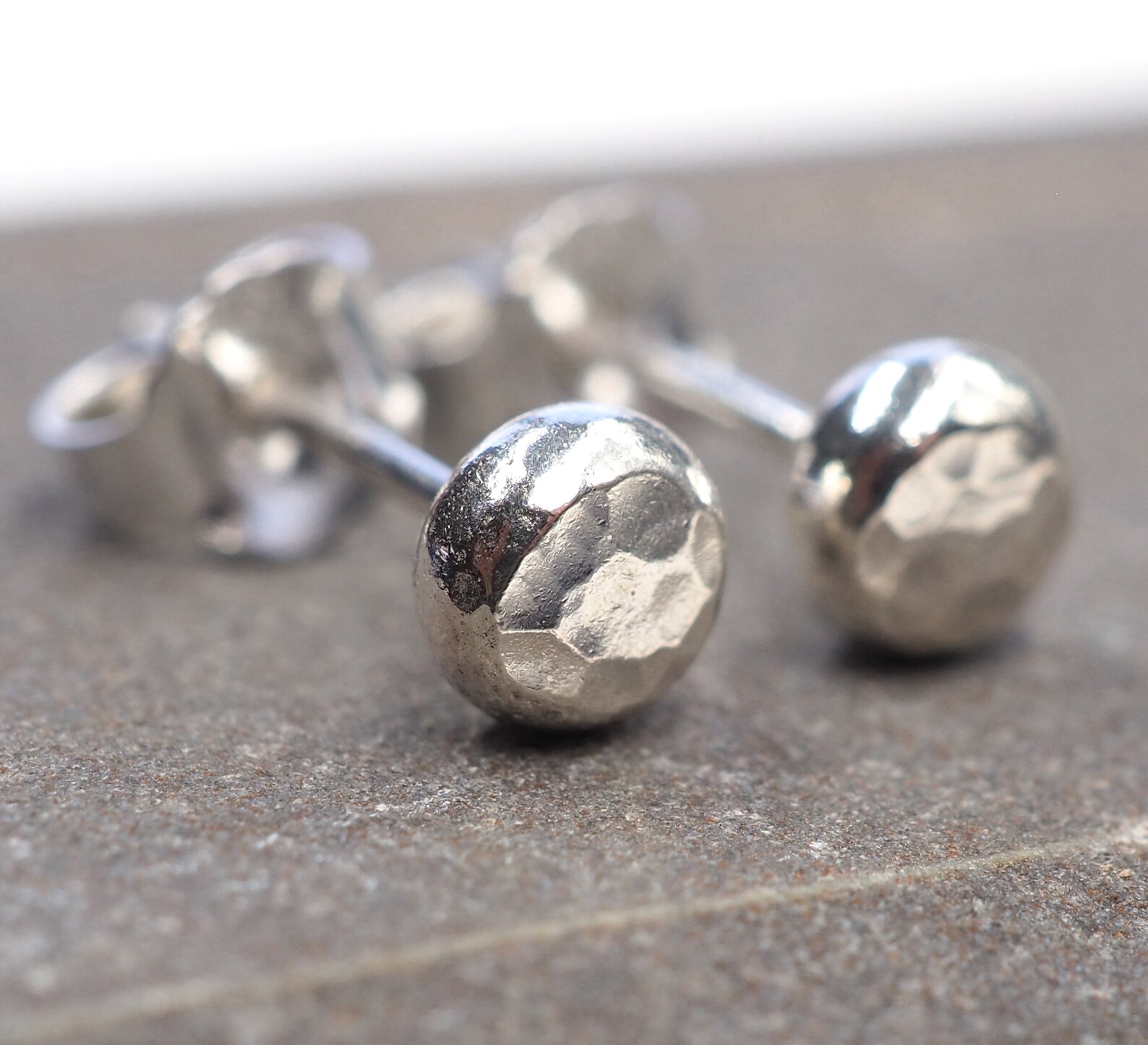 Silver Studs ARC Stud Earrings Hammered Silver Stud - Etsy UK