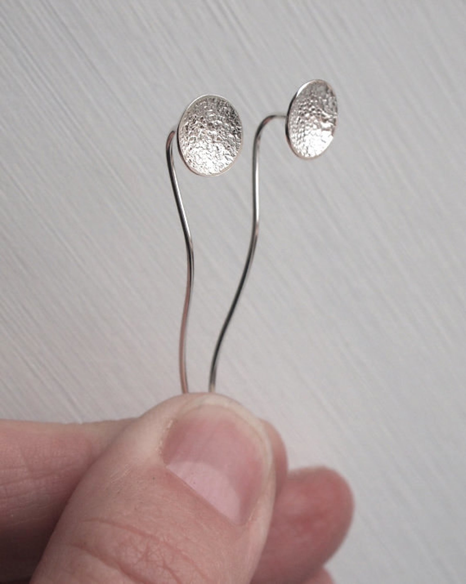 Sterling Silver Stud Earrings With Extended Ear Wire Unique - Etsy