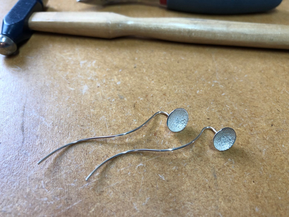 Sterling Silver Stud Earrings With Extended Ear Wire Unique | Etsy