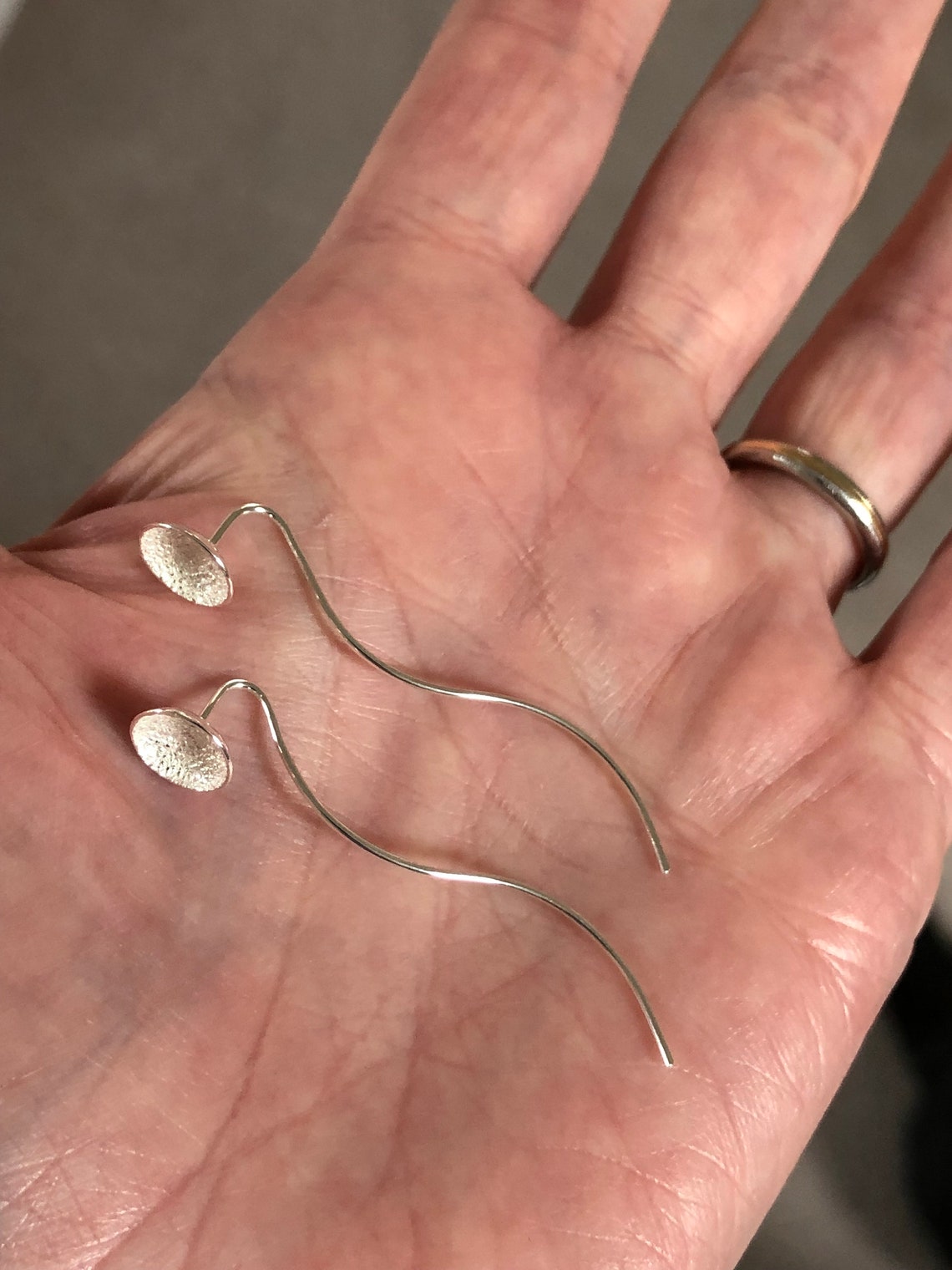 Sterling Silver Stud Earrings With Extended Ear Wire Unique - Etsy