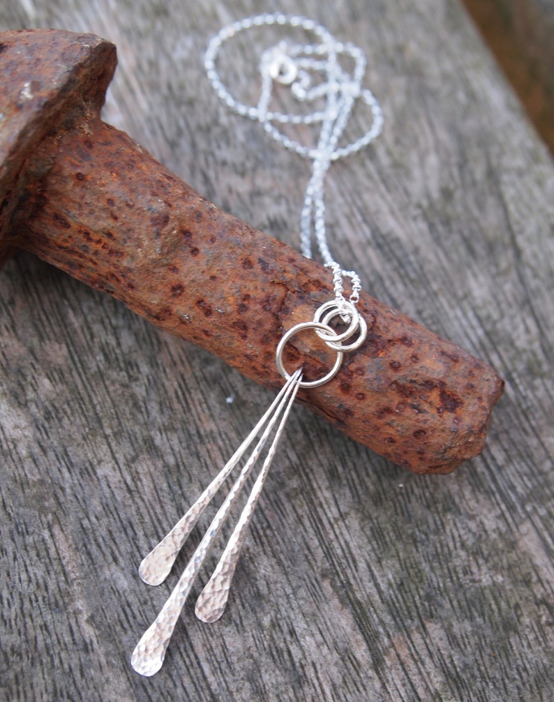 Sterling Silver Pendant Necklace Ring and Rod Forged Pendant | Etsy