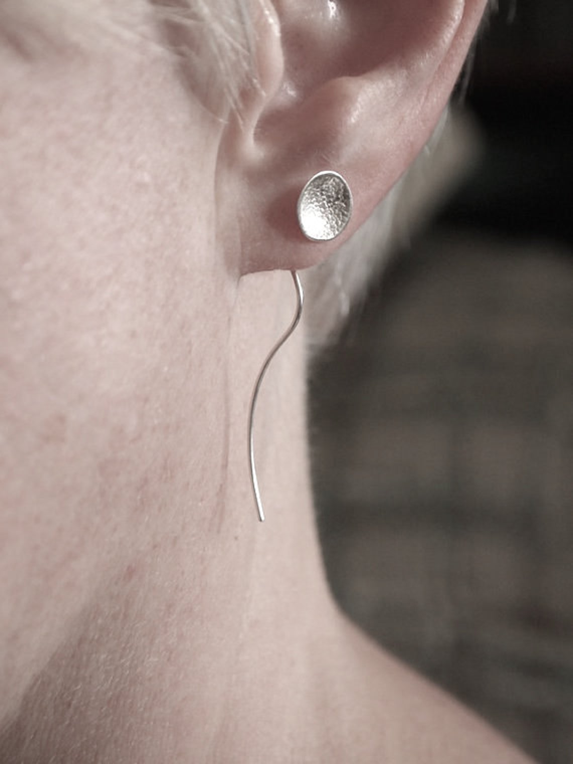 Sterling Silver Stud Earrings With Extended Ear Wire Unique | Etsy