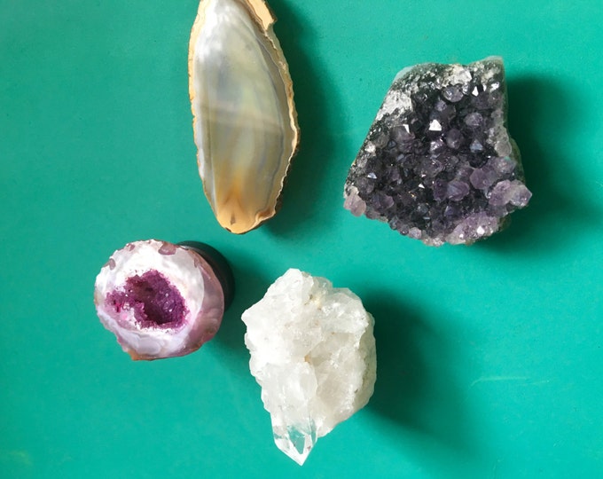 Crystal and Gemstone Magnets Geode Quartz Amethyst Agate Set of 4 ...