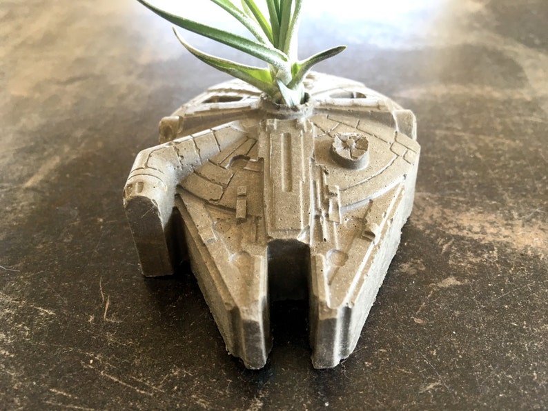 Small Millennium Falcon Concrete Planter Includes Air Plant | Etsy