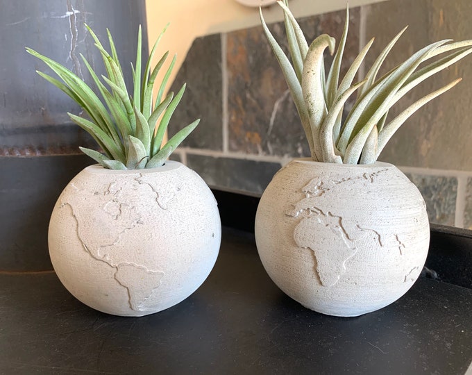 The Globe Planter Concrete Planter Earth Planter - Etsy