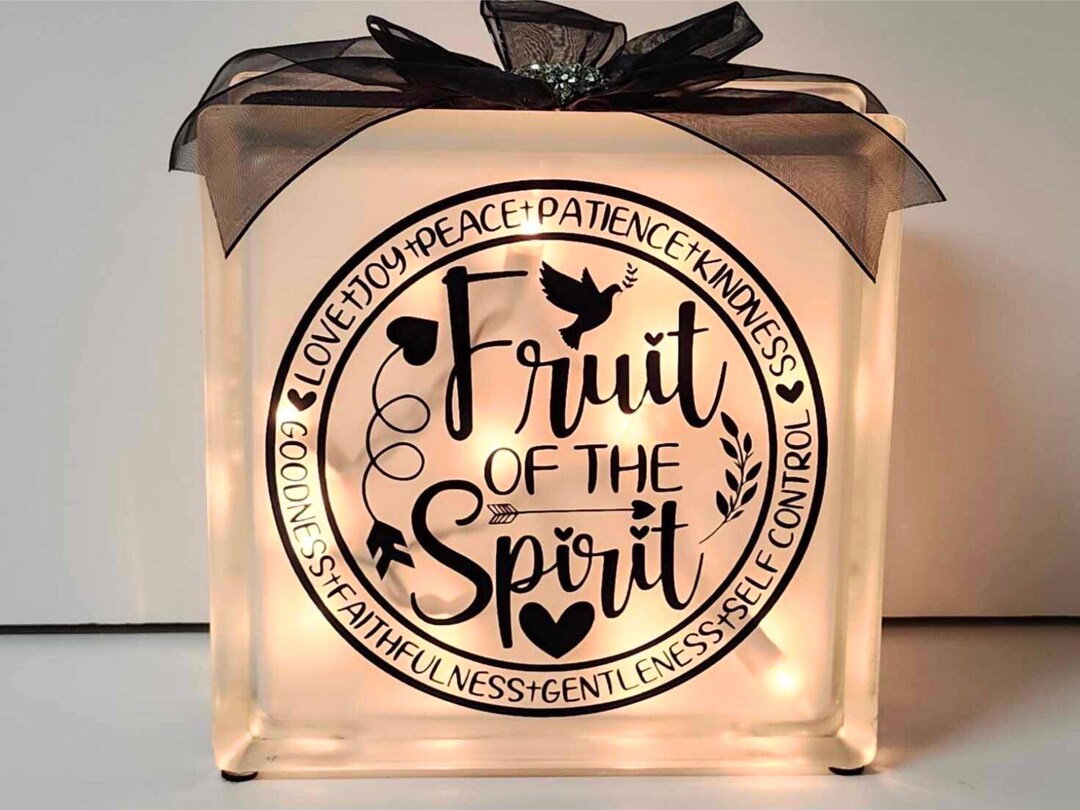 Glass Block, Lighted Glass Block, Glass Cube, Christian Gift, Fruit of ...