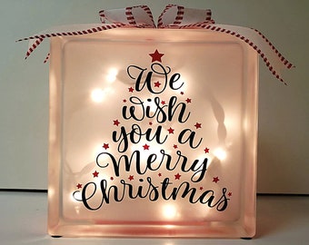 Glass Block, Lighted Glass Block, Lighted Glass Cube, Snowman Décor ...