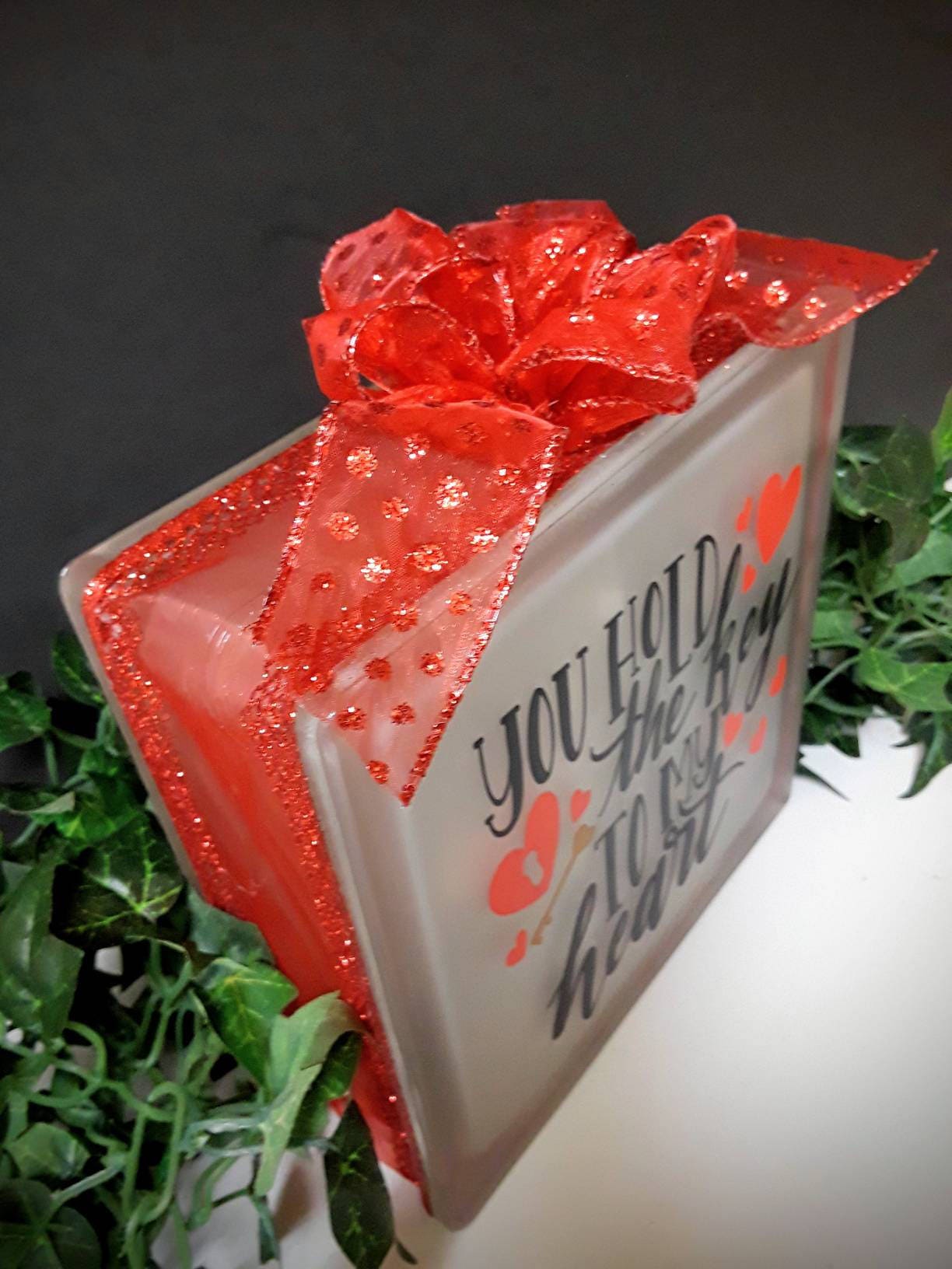 Lighted Glass Block, Glass Block, Valentine's Day Gift, Love Gift ...