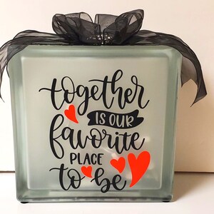 Glass Block, Lighted Glass Block, Glass Cube, Valentines Day, Love Gift ...