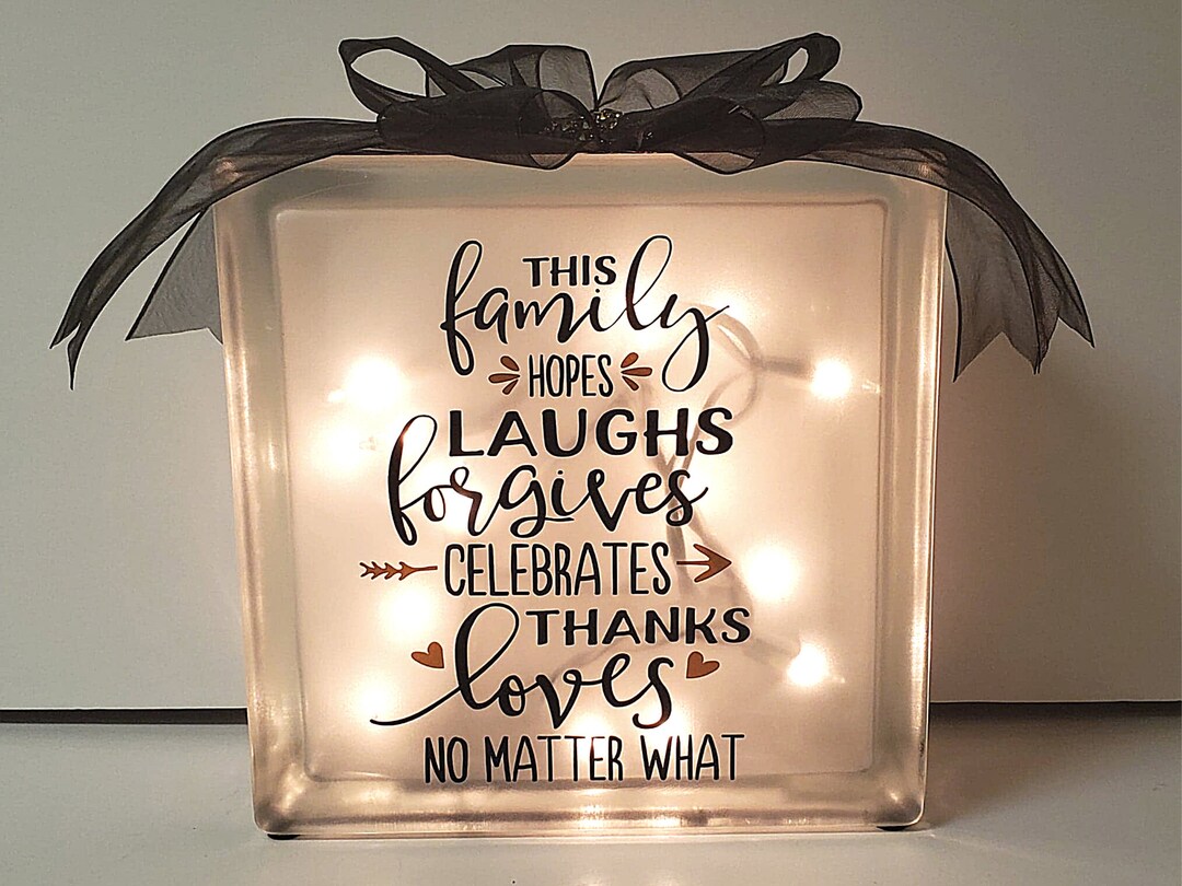 Lighted Glass Block, Inspirational Gift, Family Saying - Etsy