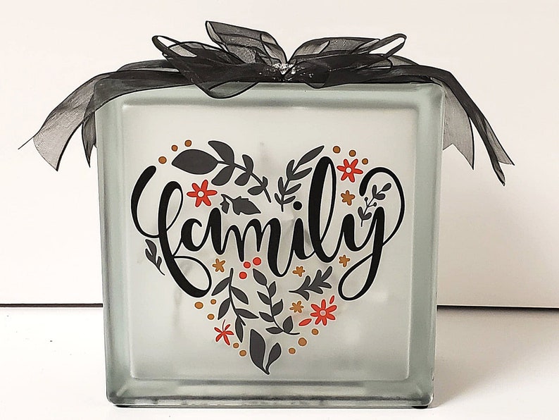 Glass Block Lighted Glass Block Family Saying Glass Cube - Etsy
