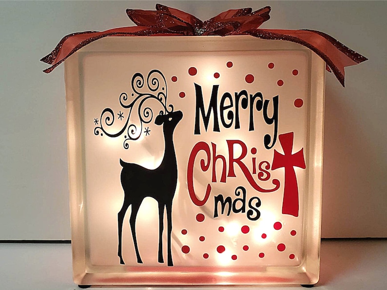 Lighted Glass Block, Glass Block, Lighted Glass Cube, Christmas Gift ...