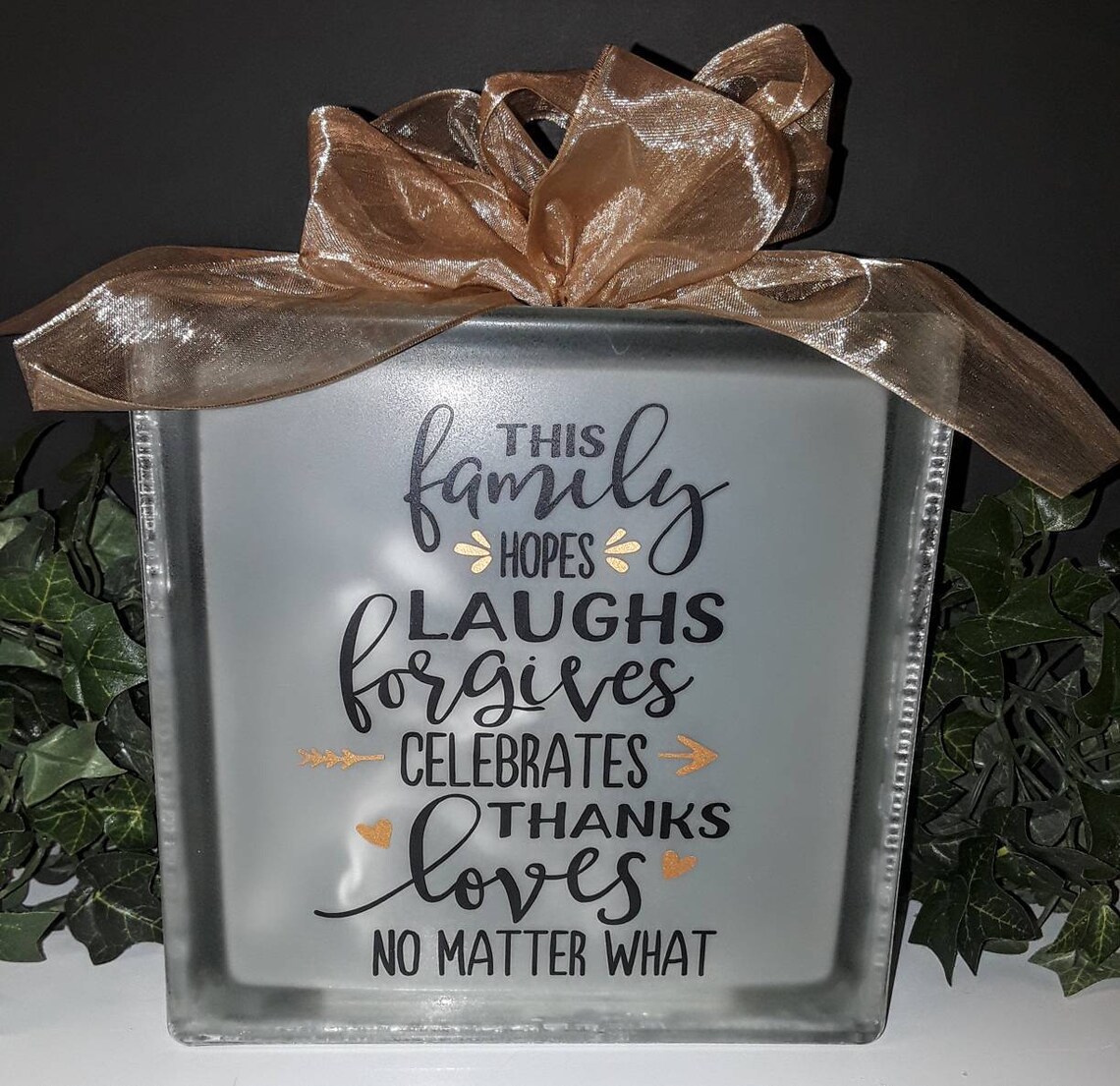 Glass Block Lighted Glass Block Glass Cube Family Saying - Etsy