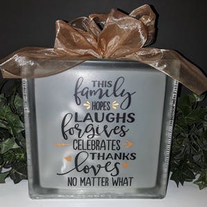 Glass Block, Lighted Glass Block, Glass Cube, Family Saying - Etsy