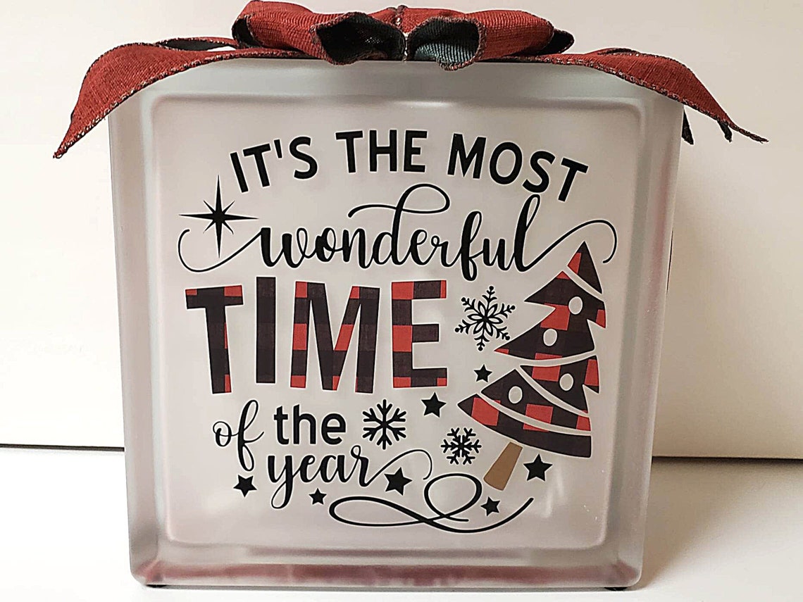 Glass Block, Lighted Glass Block, Christmas Décor, Christmas Gift ...