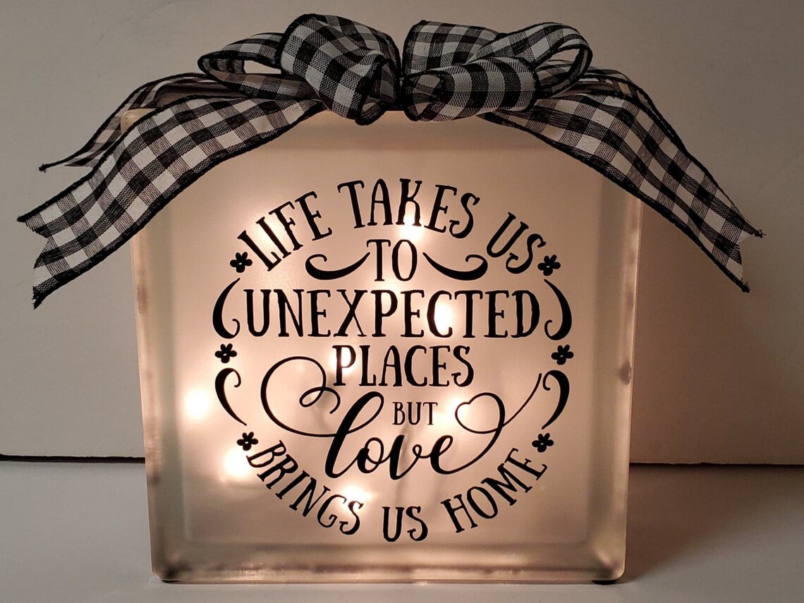 Lighted Glass Block Family Lighted Glass Block Family Gift - Etsy